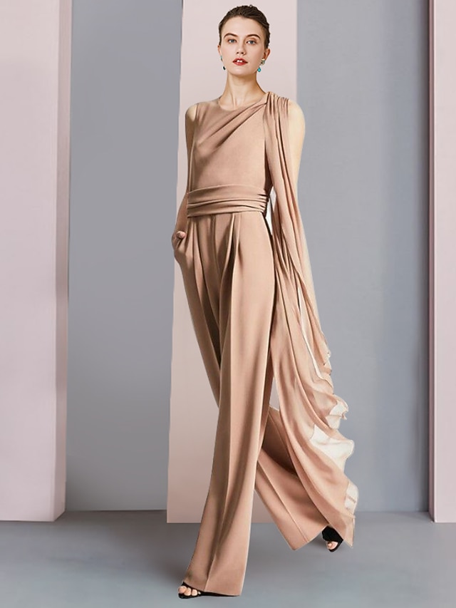 Jumpsuits Mother of the Bride Dress Formal Wedding Guest Elegant Scoop ...