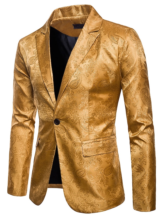 Men's Jacket Blazer Wedding Party Thermal Warm Pocket Jacquard Winter ...