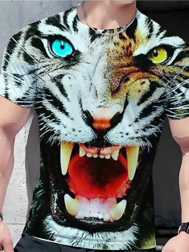 Men's Graphic Animal Tiger T Shirt Tee Short Sleeve T shirt 3D Print ...