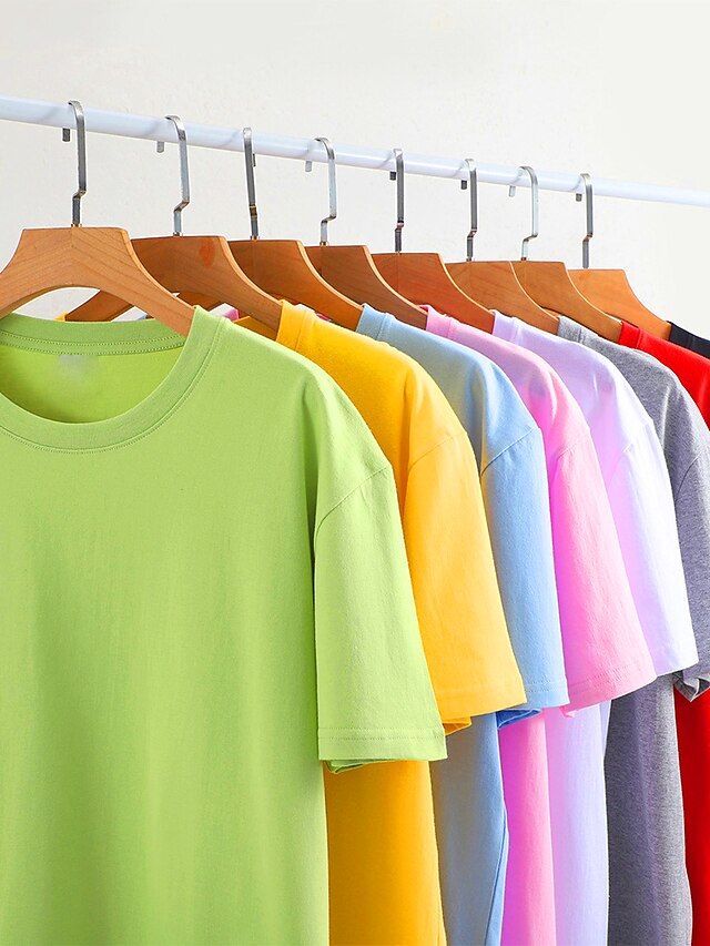 Men's T shirt Tee Solid Color Round Neck Street Daily Wear Clothing ...