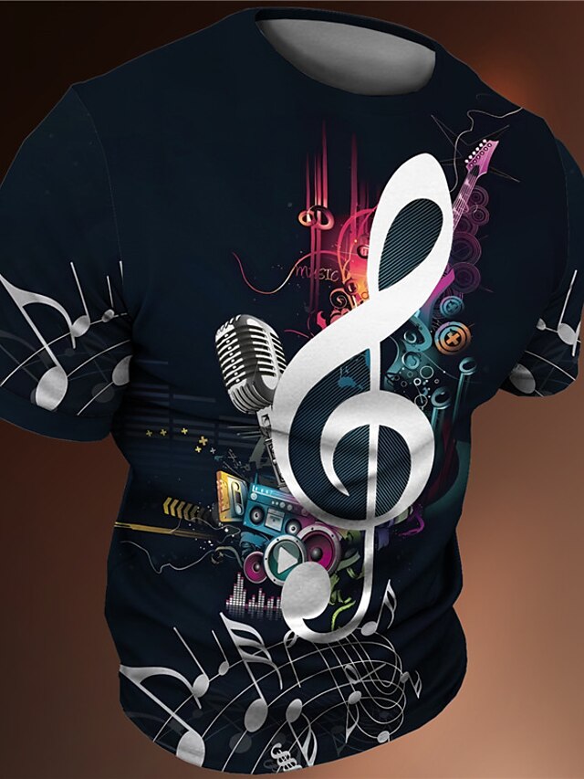 Music Festival Men's Graphic Musical Notes T Shirt Tee Short Sleeve T ...