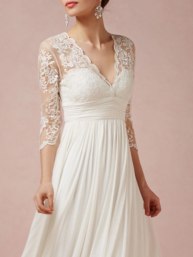 A-Line Tea Length Wedding Dresses Bridal Shower Dresses Bridal Gown ...