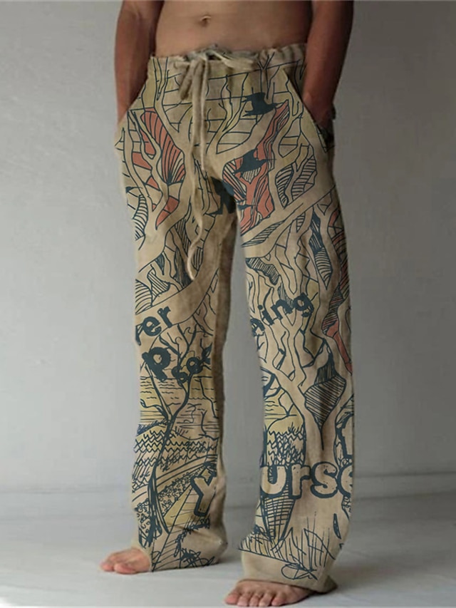 Męskie Spodnie Letnie spodnie Spodnie plażowe Ściągana na sznurek ...