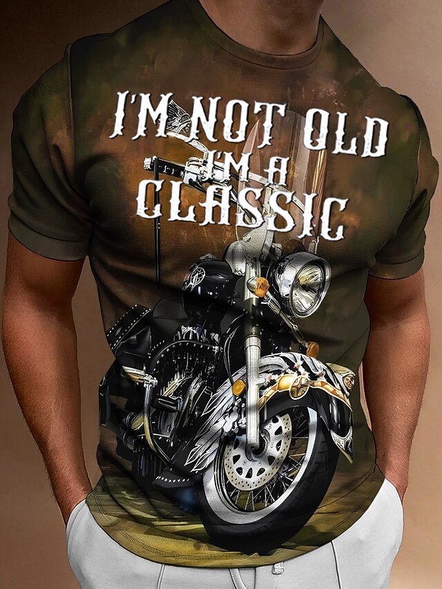 Graphic Motorcycle Vintage Fashion Designer Men's 3D Print T shirt Tee ...