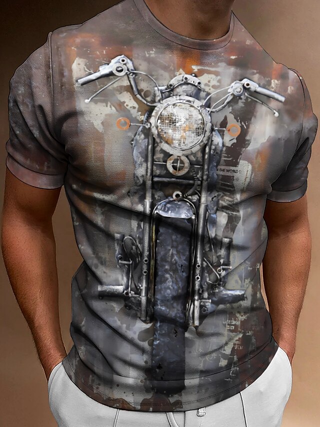 Graphic Motorcycle Vintage Fashion Designer Men's 3D Print T shirt Tee ...