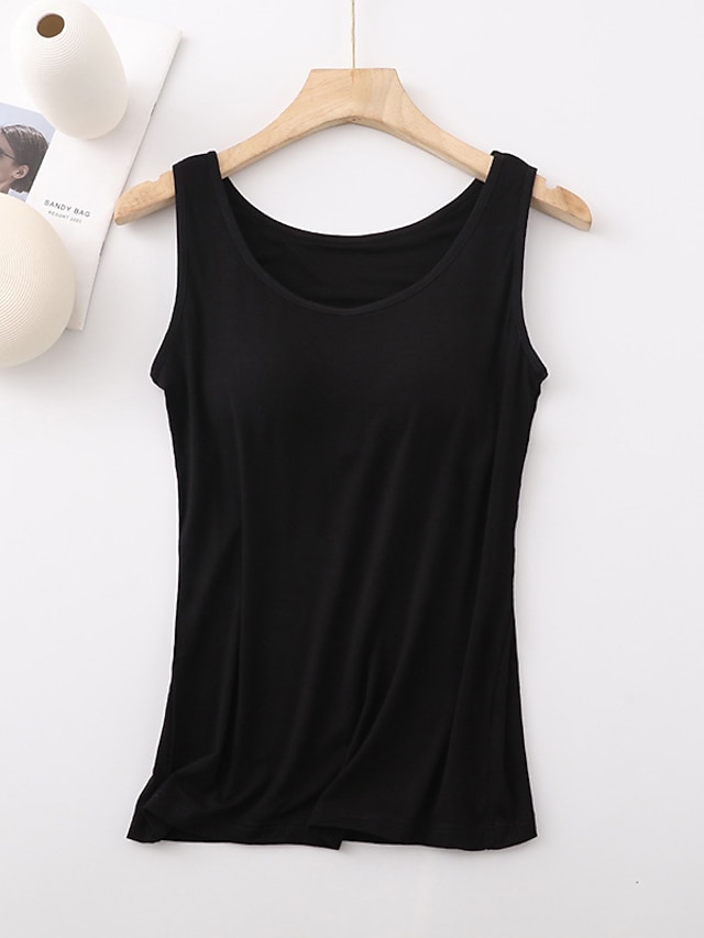 Women's Camisole Tank Top Basic Sleeveless Regular Tops Round Neck ...