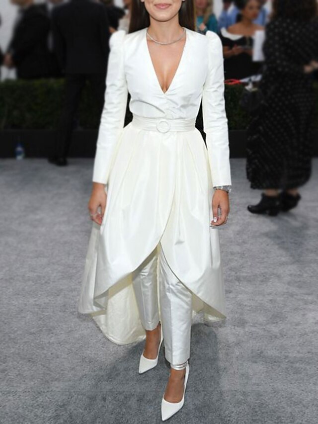 Two Piece Pantsuit Evening Gown Elegant Tuxedo Wedding Guest Engagement ...