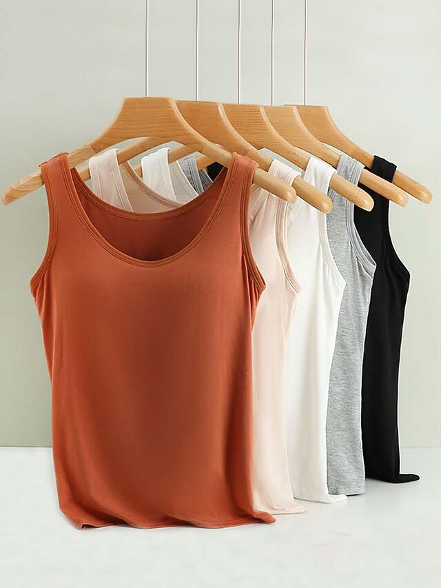 Women's Camisole Tank Top Basic Sleeveless Regular Tops Round Neck ...