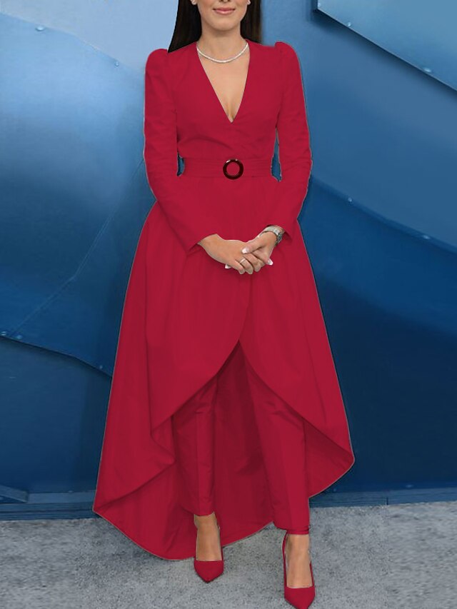 Two Piece Pantsuit Evening Gown Elegant Tuxedo Wedding Guest Engagement ...