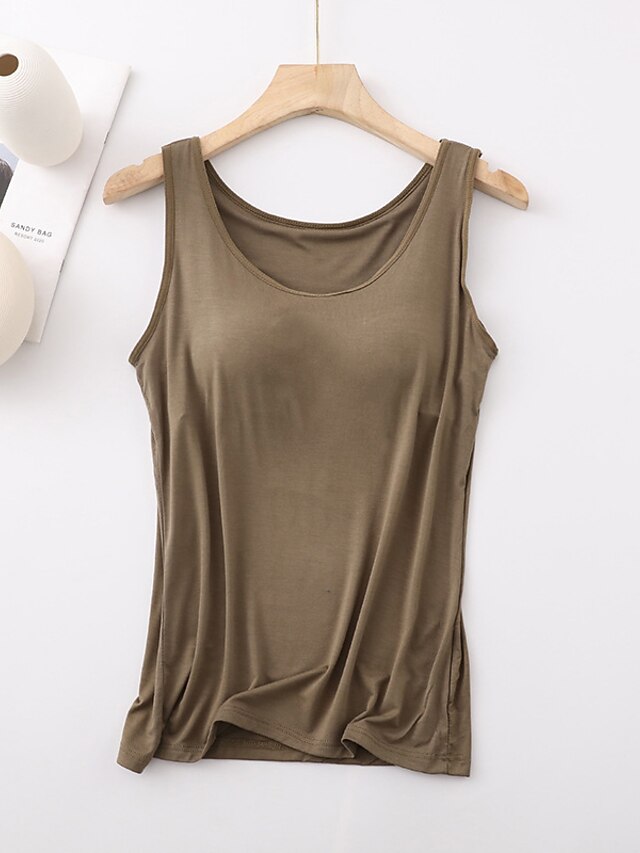 Women's Camisole Tank Top Basic Sleeveless Regular Tops Round Neck ...