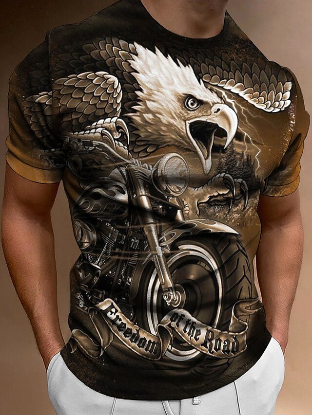 Graphic Motorcycle Vintage Fashion Designer Men's 3D Print T shirt Tee ...