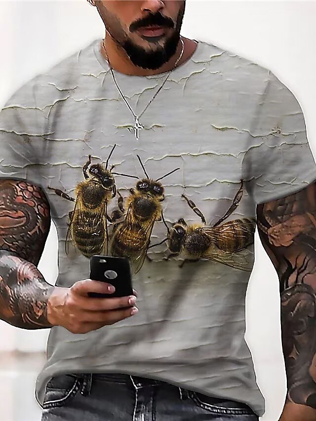 Men's Unisex Bee Graphic Prints Shirt T Shirt Tee Short Sleeve T shirt ...