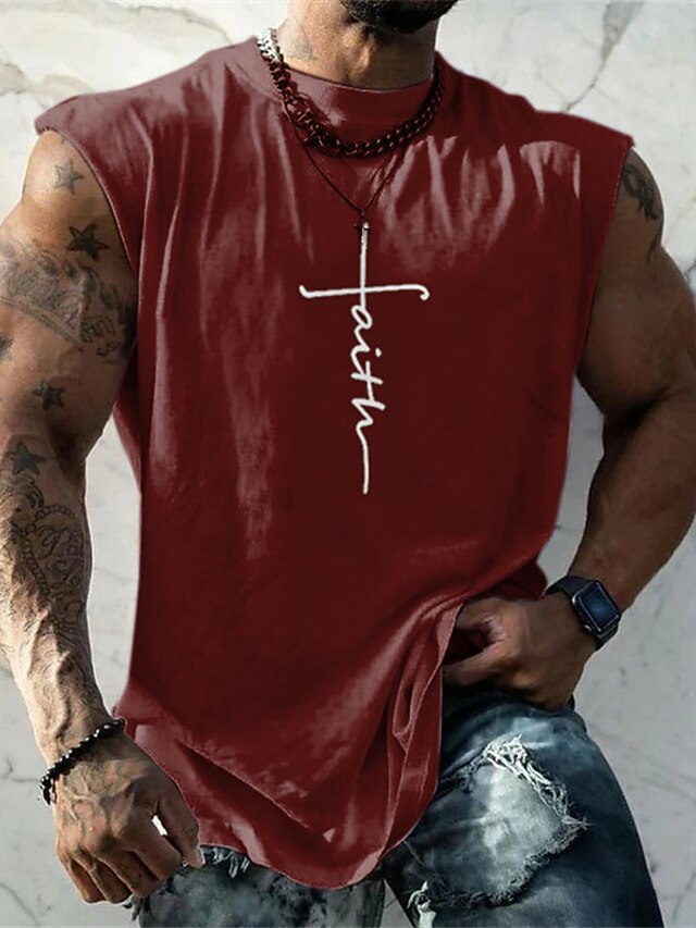 Men's Graphic Faith Vest Top Sleeveless T Shirt for Men Sleeveless Cap ...