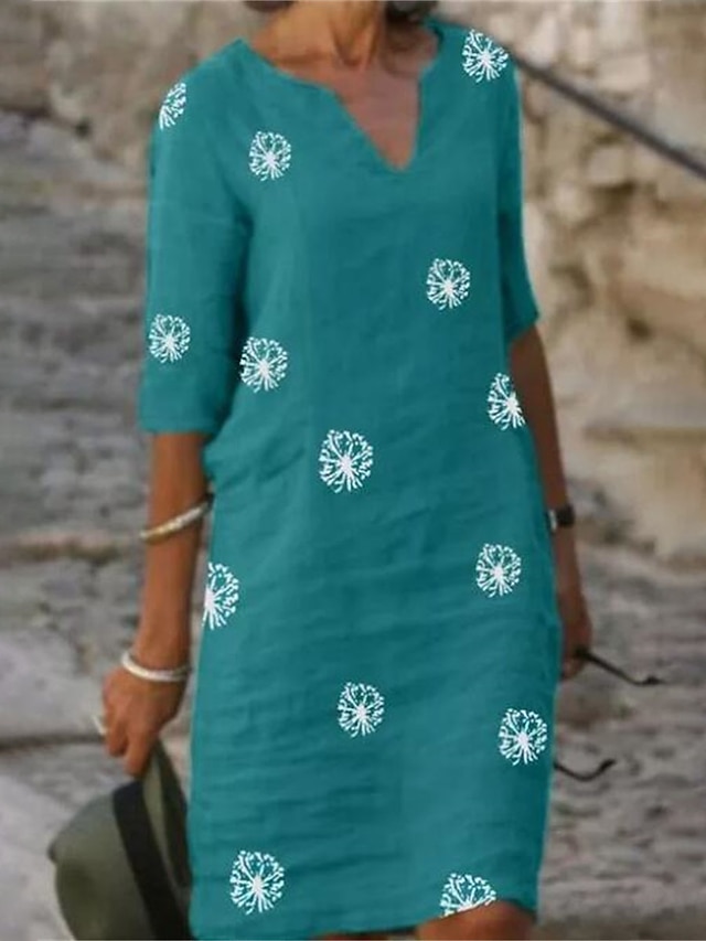 Women's Midi Dress Yellow Red Green Summer Spring Shift Dress Casual ...