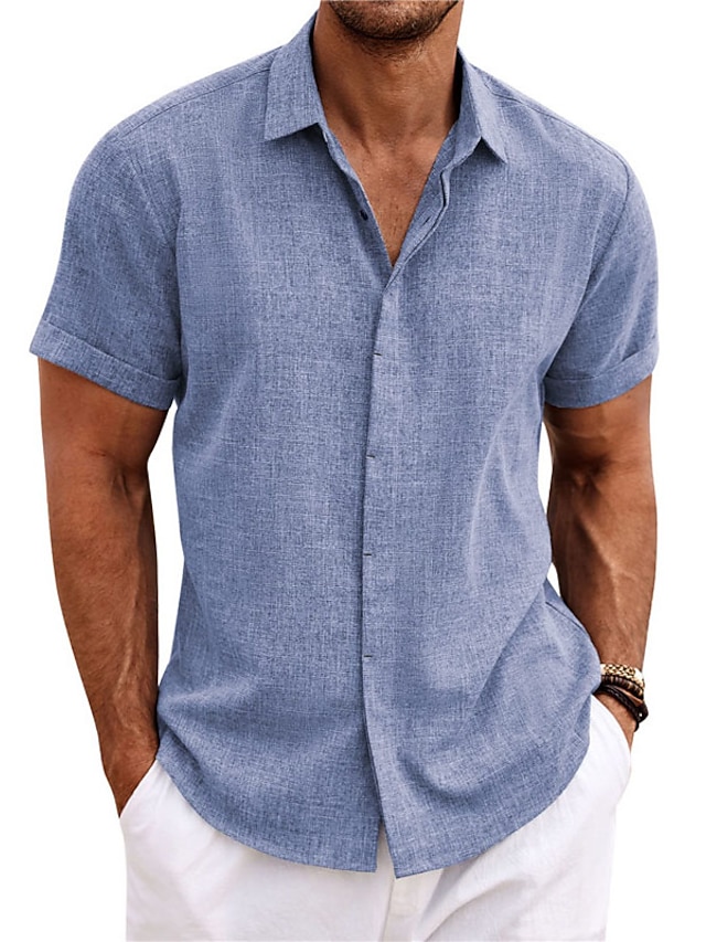 Men's Shirt Linen Shirt Casual Shirt Summer Shirt Beach Shirt Button ...