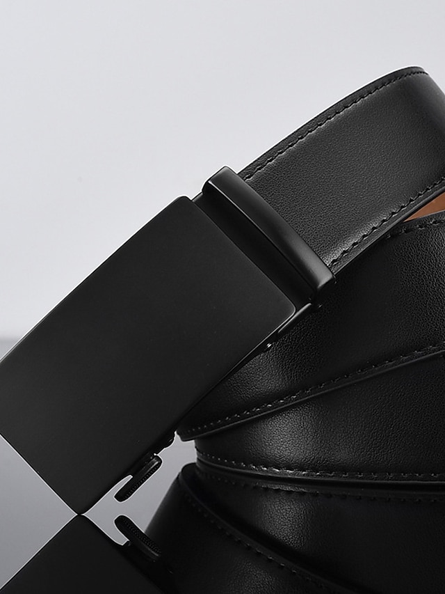 lær belte for menn 35 mm bredt skralle belte kjole belte svart okseskinn stilig uformell herre ...