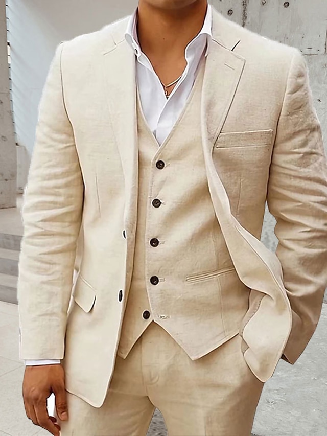 Pour des hommes Mariage Costumes en lin Blanche Bleu Ciel Couleur ...