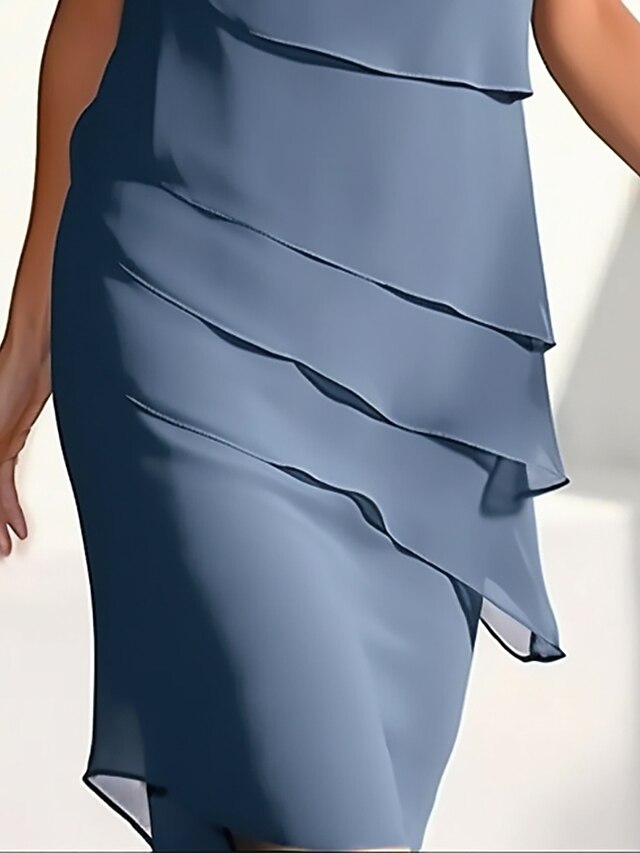 Női Munkaruha Hüvelyruha Sifon ruhák Divat Midi ruha Többrétegű ...