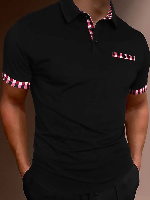 Men's Button Up Polos Golf Shirt Casual Holiday Lapel Short Sleeve ...