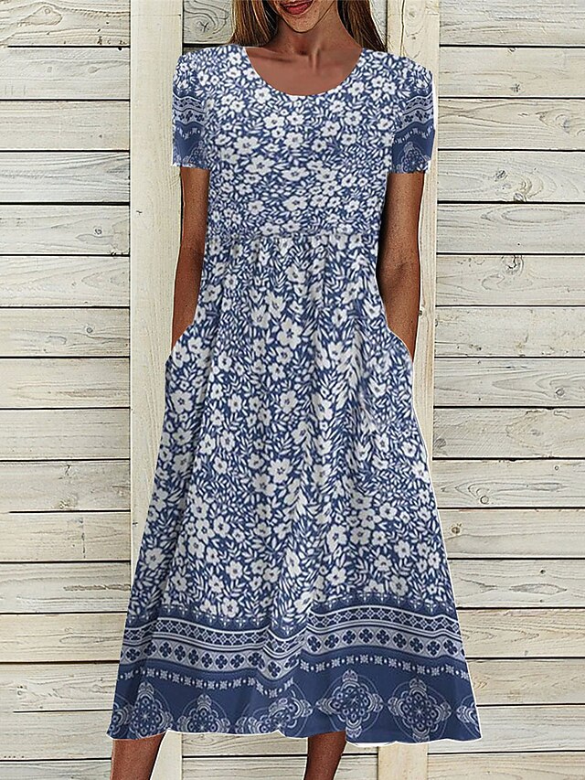 Női Virágos ruha nyári ruha Virágos Ditsy virágos Nyomtatott Fodrozott ...