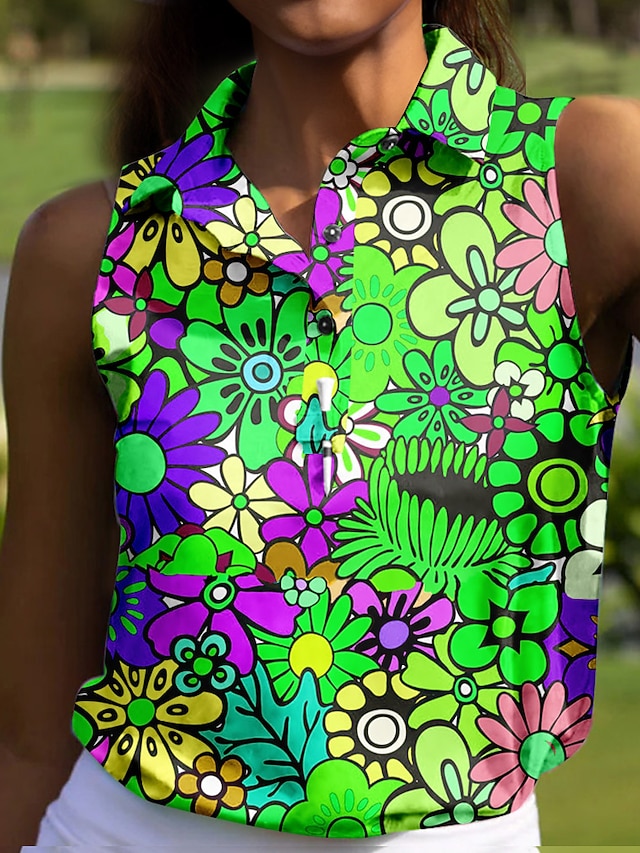 Acegolfs Women's Golf Polo Shirt Golf Clothes Violet Orange Green ...