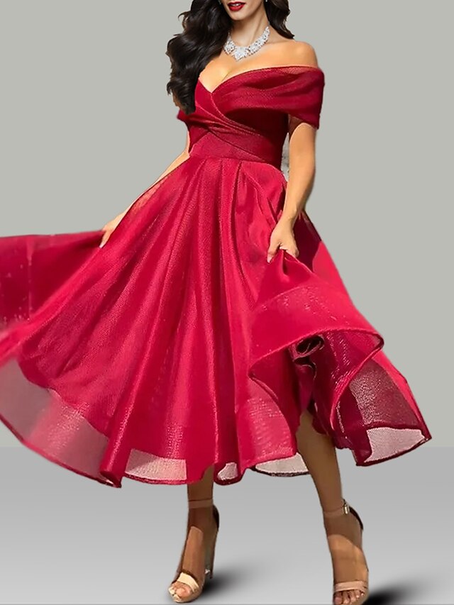 A-Line Tea Length Cocktail Dresses Prom Dresses Party Dresses Vintage ...