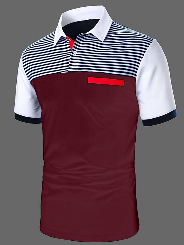 Men's Button Up Polos Cotton Polo Shirt Casual Holiday Lapel Short ...