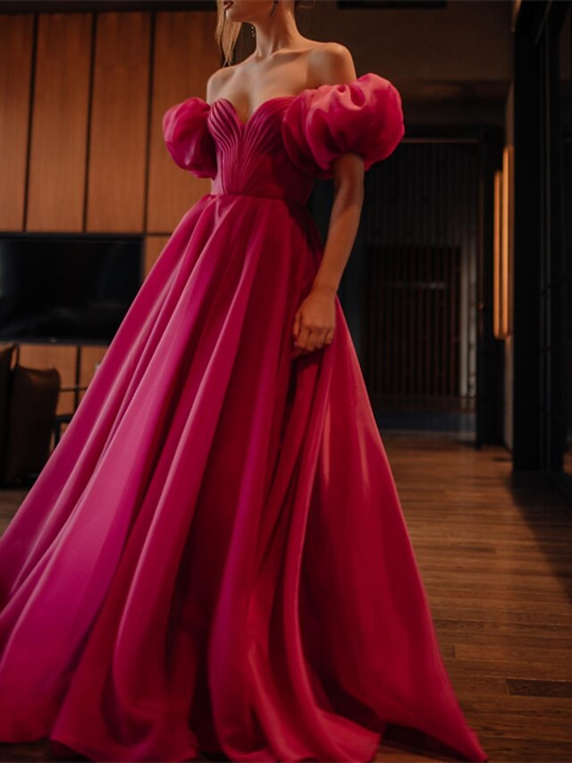 A-Line Evening Gown Elegant Dress Formal Wedding Sweep / Brush Train ...