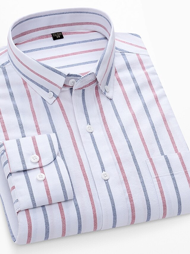 Herren Oberhemd Oxford Hemd Rote Blau Himmelblau Langarm Streifen ...