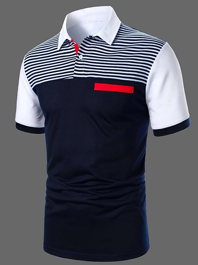 Men's Button Up Polos Cotton Polo Shirt Casual Holiday Lapel Short ...