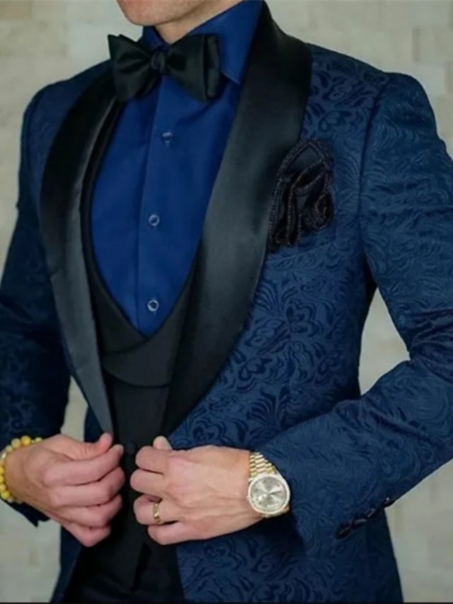 Black Burgundy Blue Men's Prom Suits Wedding Party Prom Tuxedos 3 Piece ...