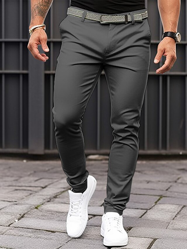 Men's Trousers Chinos Summer Pants Casual Pants Front Pocket Plain ...