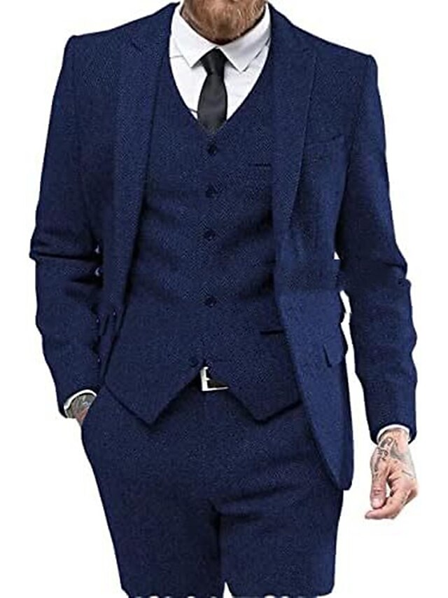Men's Tweed Herringbone Suits Vintage Retro Suits 3 Piece Plus Size ...