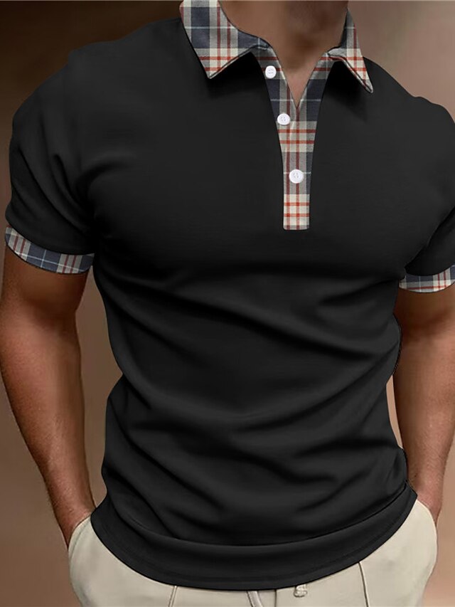 Men's Button Up Polos Polo Shirt Casual Sports Lapel Short Sleeve ...