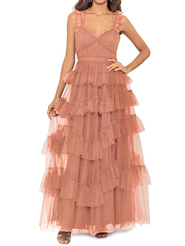 Ball Gown Prom Dresses Tiered Plisse Dress Masquerade Prom Floor Length ...