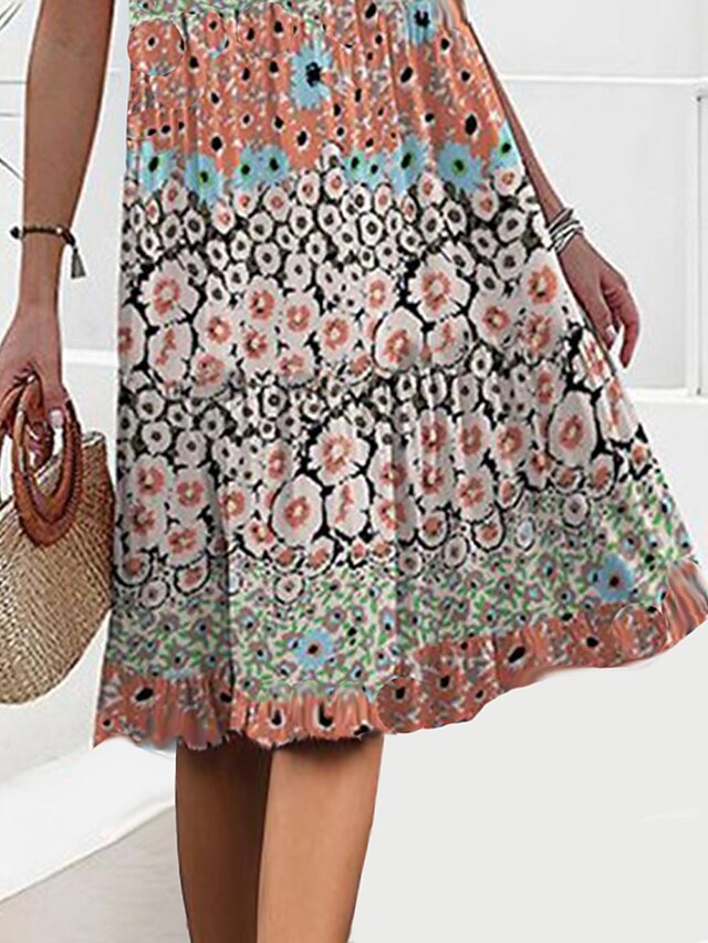 Women's Tank Dress Summer Dress Floral Color Block Print Pocket Strap ...