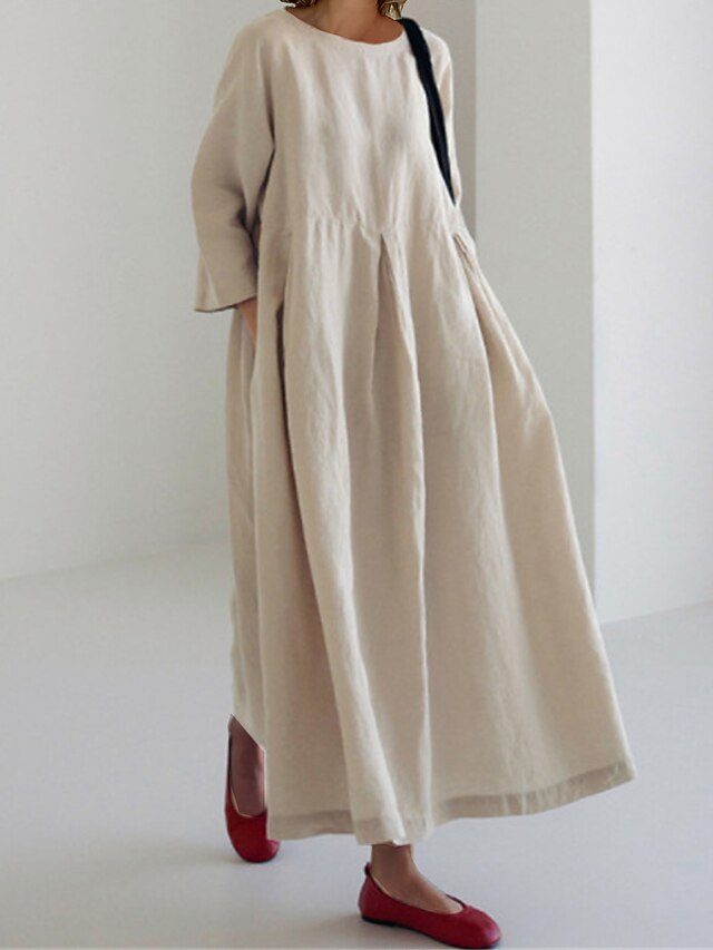 Women's ArmyGreen Black Yellow Summer Spring Fall Maxi Dress Cotton ...