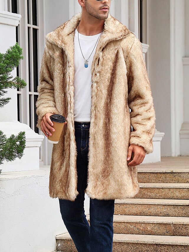 Men's Winter Coat Winter Jacket Fur Coat Daily Wear Vacation Soft ...