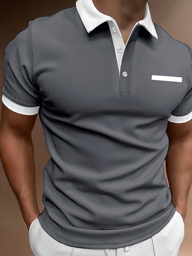 Men's Button Up Polos Golf Shirt Casual Holiday Lapel Short Sleeve ...