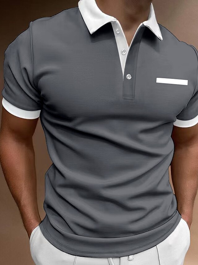 Men's Button Up Polos Golf Shirt Casual Holiday Lapel Short Sleeve ...