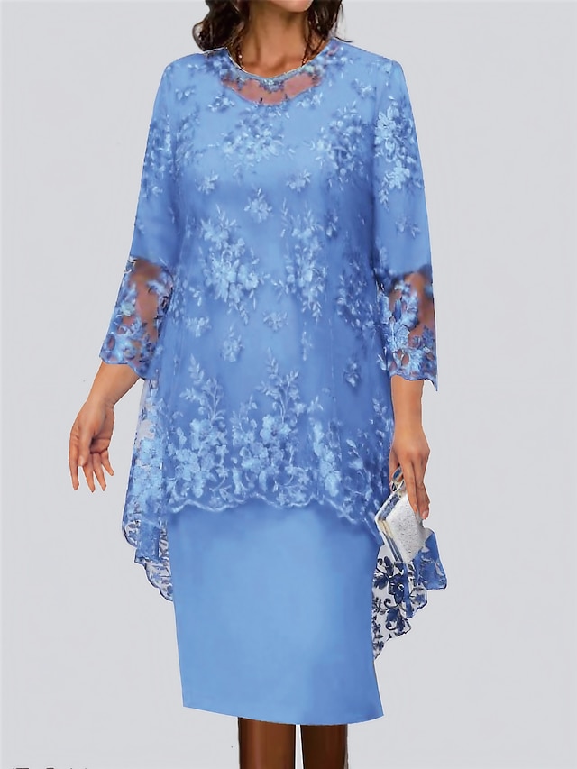 Women's Work Dress Lace Dress Semi Formal Dress Fashion Midi Dress Lace ...