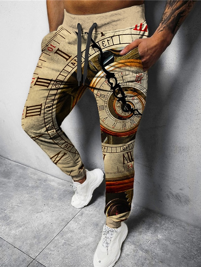 Clock Vintage Men's 3D Print Sweatpants Pants Trousers Outdoor Street ...