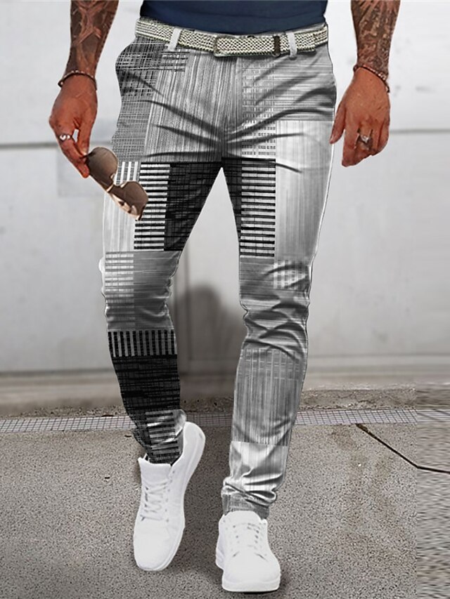 Plaid Geometry Business Men's 3D Print Pants Trousers Outdoor Street ...