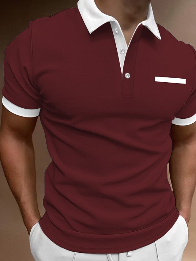 Men's Button Up Polos Polo Shirt Casual Holiday Lapel Short Sleeve ...