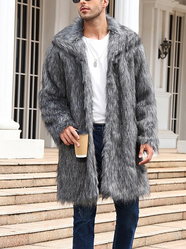 Men's Winter Coat Winter Jacket Fur Coat Daily Wear Vacation Soft ...