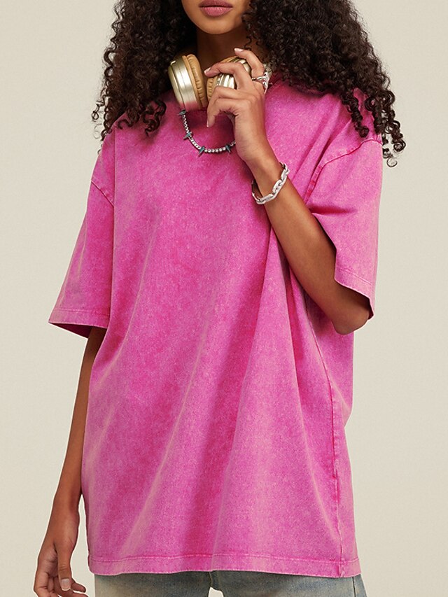 Men's 100% Cotton Acid Wash Shirt Oversized Shirt Short Sleeve Crew ...