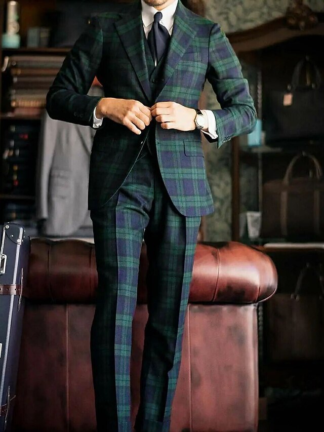 Men's Tuxedos Suits Prom Party Dark Green Spring, Fall, Winter, Summer ...