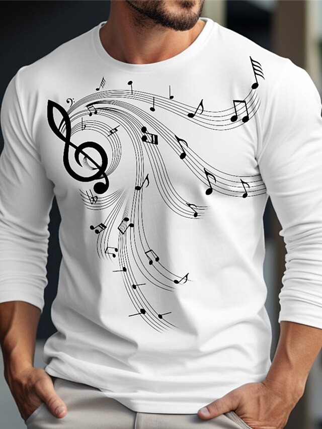 Musical Notes Designer Casual Men's 3D Print T shirt Tee Graphic Tee ...