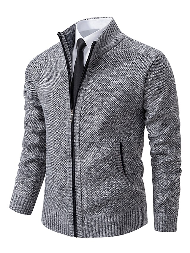 Men's Cardigan Sweater Dress Sweater Zip Sweater Ribbed Knit Cropped ...