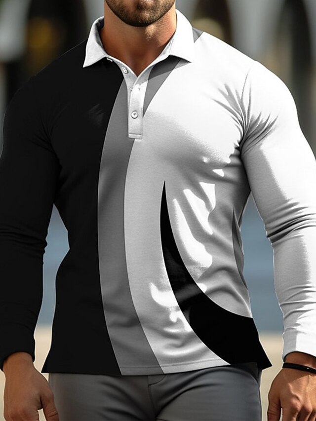 Geometry Men's Casual Print 3D Golf Polo Outdoor Casual Daily ...